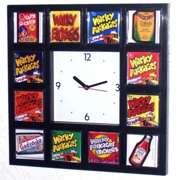 Wall Decor | Wacky Packages Retro Variety Packs Clock With 12 Pictures ...